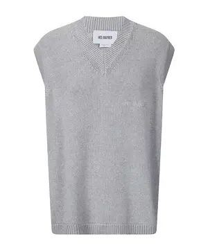 HED MAYNER V-neck Knitted Sleeveless Top With Embroidered Logo