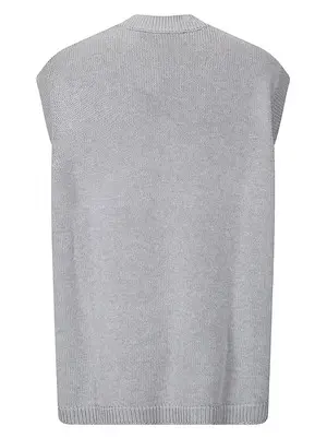 HED MAYNER V-neck Knitted Sleeveless Top With Embroidered Logo