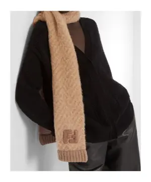 Fendi Ff Chevron Knitted Scarf