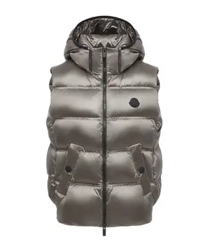 Moncler Fluidite Hooded Down Vest - Silver