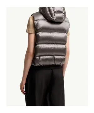 Moncler Fluidite Hooded Down Vest - Silver