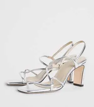 Sandro Metallic Faye High Heel Sandals - Black