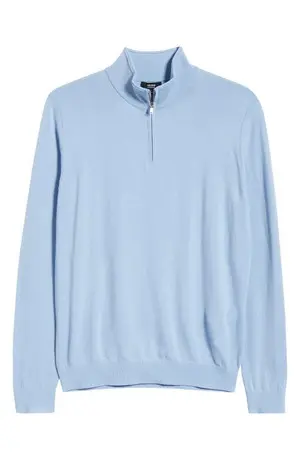 REISS Blackhall Wool Quarter Zip Sweater - Soft Blue