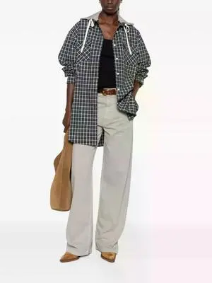 Miu Miu Check Pattern Hooded Shirt