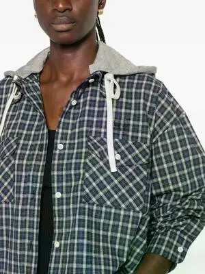 Miu Miu Check Pattern Hooded Shirt