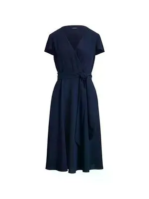 Ralph Lauren Belted Georgette Surplice Midi Dress - Blue