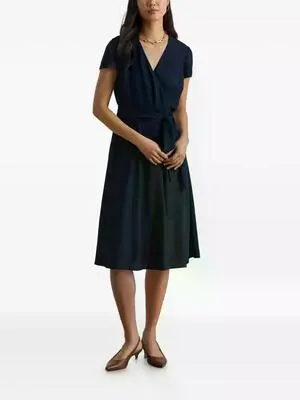 Ralph Lauren Belted Georgette Surplice Midi Dress - Blue