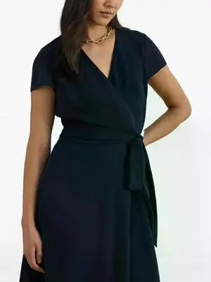 Ralph Lauren Belted Georgette Surplice Midi Dress - Blue