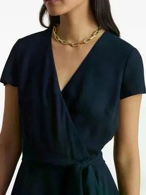 Ralph Lauren Belted Georgette Surplice Midi Dress - Blue