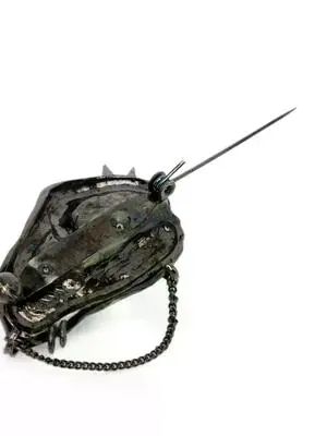 Yohji Yamamoto Rocker's Ear Brooch With Spike And Chain Detail