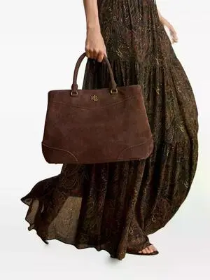 Ralph Lauren Marcy Perforated Suede Satchel Bag