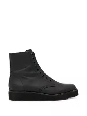 Yohji Yamamoto Mat Oil Leather Square Toe Zip Boots