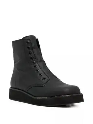 Yohji Yamamoto Mat Oil Leather Square Toe Zip Boots