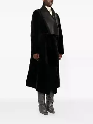 BLANCHA Shearling And Leather Panel Coat