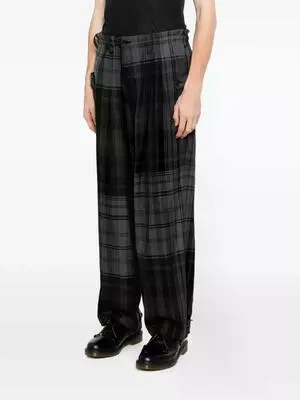 Yohji Yamamoto Plaid Detailed Trousers