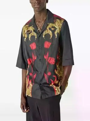 MARINE SERRE Flowers-printed Bowling Shirt
