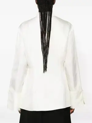 RÓHE Cream Satin Frog Fastening Wide-cuff Blouse