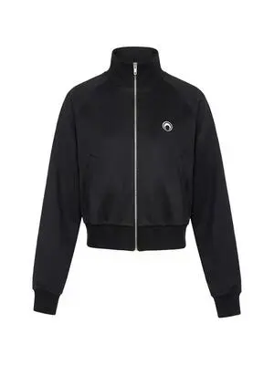 MARINE SERRE Embroidered Crescent Moon Logo Zipped Sweatshirt In Organic Cotton