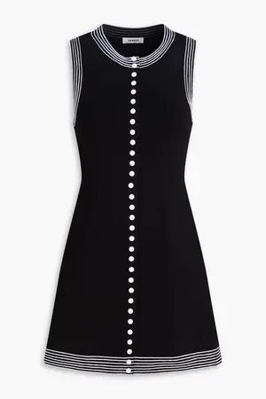 Sandro Embroidered Stretchknit Mini Dress - Black