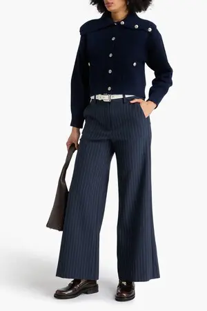 Maje Pinstriped Woolblend Twill Wideleg Pants