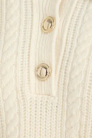 Sandro Striped Cableknit Woolblend Polo Sweater