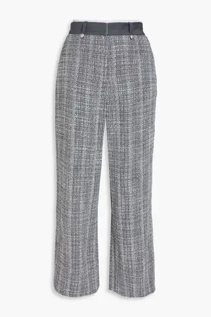 Maje Sequinembellished Tweed Wideleg Pants - Gray