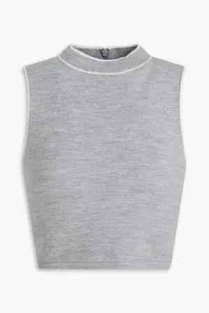 Sandro Cropped Wool Top - Gray