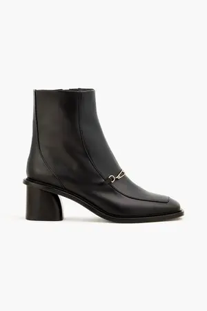 Sandro Embellished Leather Ankle Boots - Black