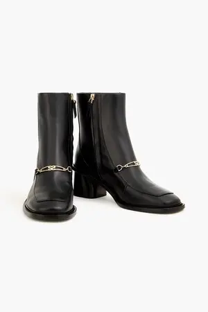 Sandro Embellished Leather Ankle Boots
