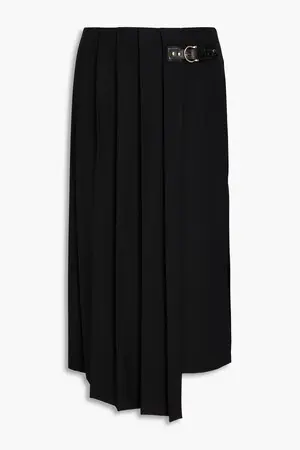 Maje Embellished Asymmetric Pleated Twill Skirt