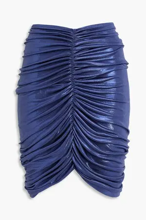 Norma Kamali Ruched Metallic Stretchjersey Mini Skirt