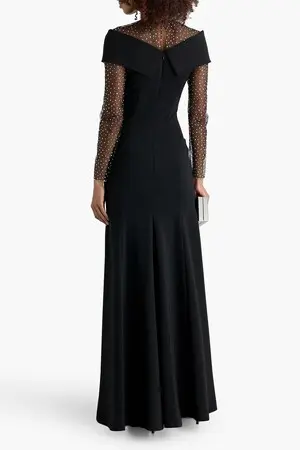 Jenny Packham Etienne Crystalembellished Tullepaneled Crepe Gown