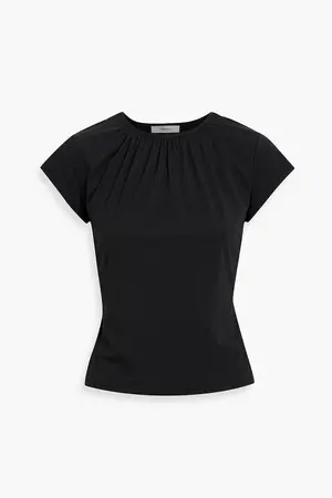 FRAME The Gathered Cottonblend Jersey Tshirt - Black