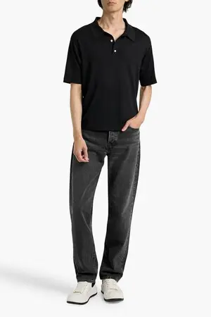 FRAME Silk And Cottonblend Polo Shirt - Black