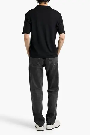 FRAME Silk And Cottonblend Polo Shirt - Black
