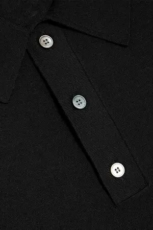 FRAME Silk And Cottonblend Polo Shirt - Black
