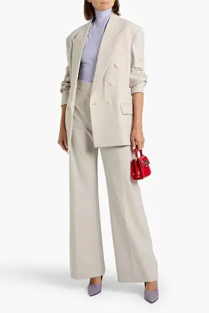 Victoria Beckham Double-breasted Twill Blazer - Stone