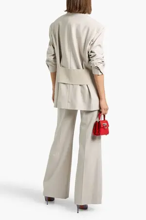 Victoria Beckham Double-breasted Twill Blazer - Stone