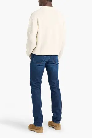 FRAME Textured-knit Wool And Silk-blend Polo Sweater