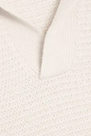 FRAME Textured-knit Wool And Silk-blend Polo Sweater