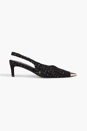 ANINE BING Nina Tweed Slingback Pumps - Black