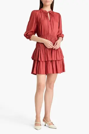 Maje Tiered Mousseline Mini Dress