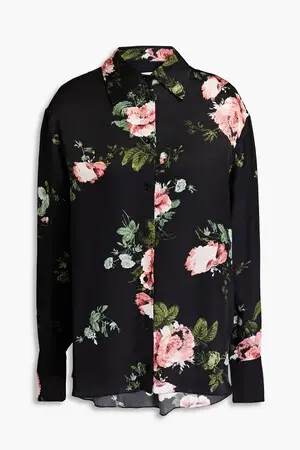 Erdem Cavendish Floralprint Seersucker Shirt - Black