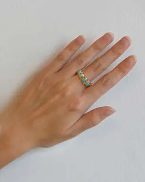 Anzie Turquoise Méditerranée Oval Arch Eternity Ring 14k Gold
