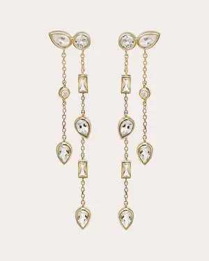 Anzie Topaz Cléo Eliana Double Chain Drop Earrings
