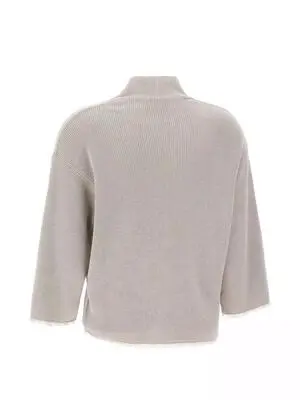 KANGRA Ribbed Fringed-trim Cardigan
