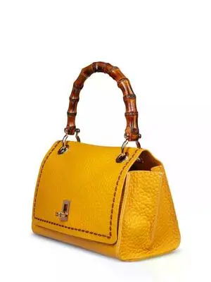 VISONA` Visona Bamboo Handle Tote Bag - Yellow