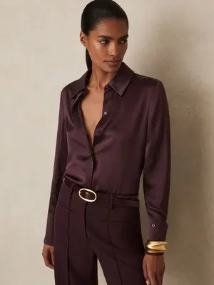 REISS Hailey Silk Double-cuff Button-through Shirt