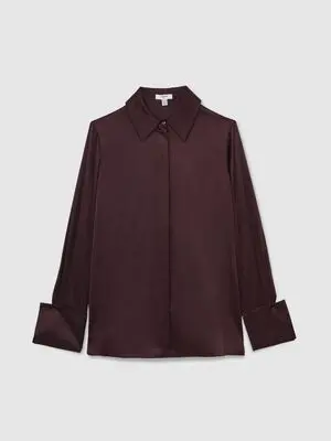 REISS Hailey Silk Double-cuff Button-through Shirt