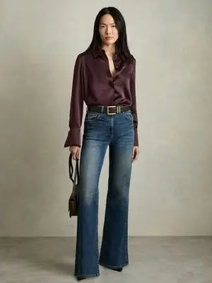 REISS Hailey Silk Double-cuff Button-through Shirt